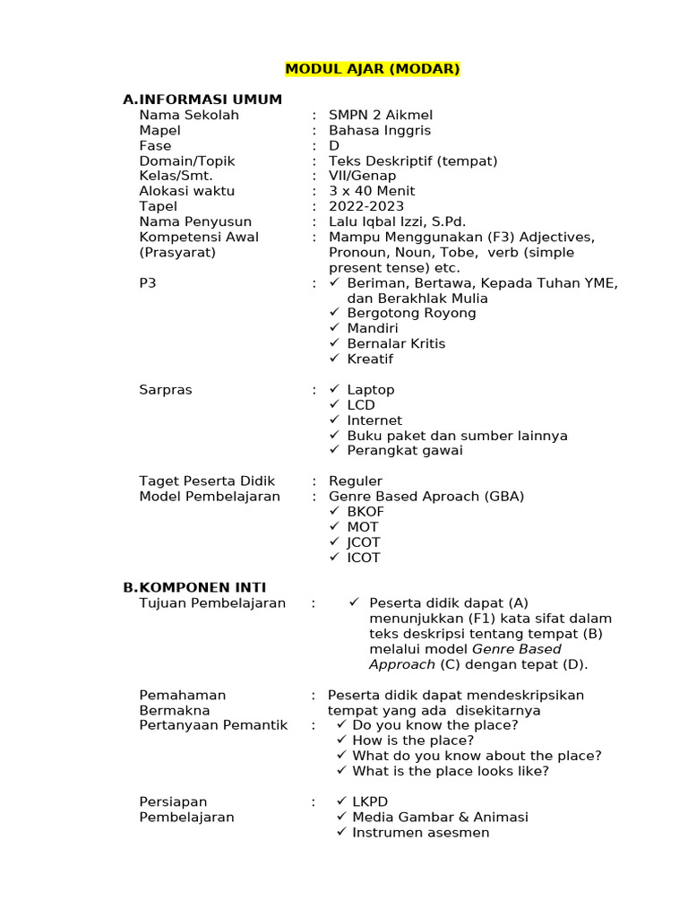 Modar - Deskripsi - TP 1 (#) | PDF