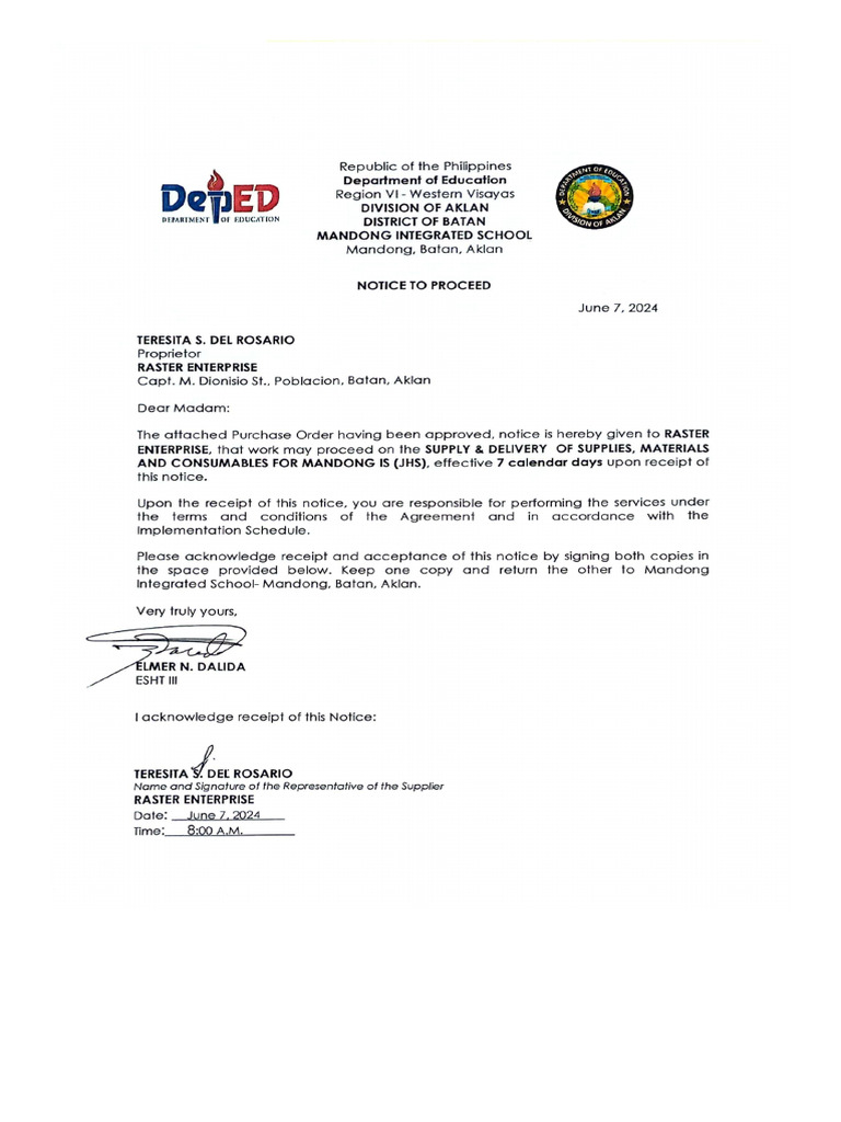 Notice to Proceed | PDF