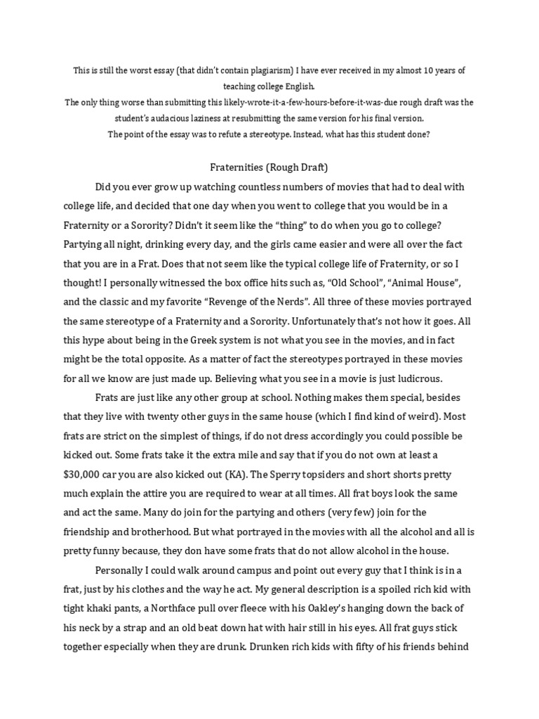 Worst Ever Student Essay | PDF