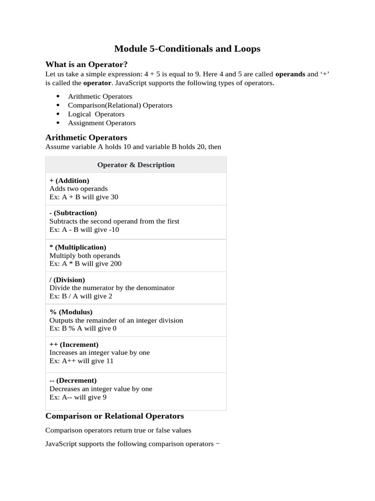 module 5 - conditionals and loops | PDF module 5 - conditionals and loops | PDF