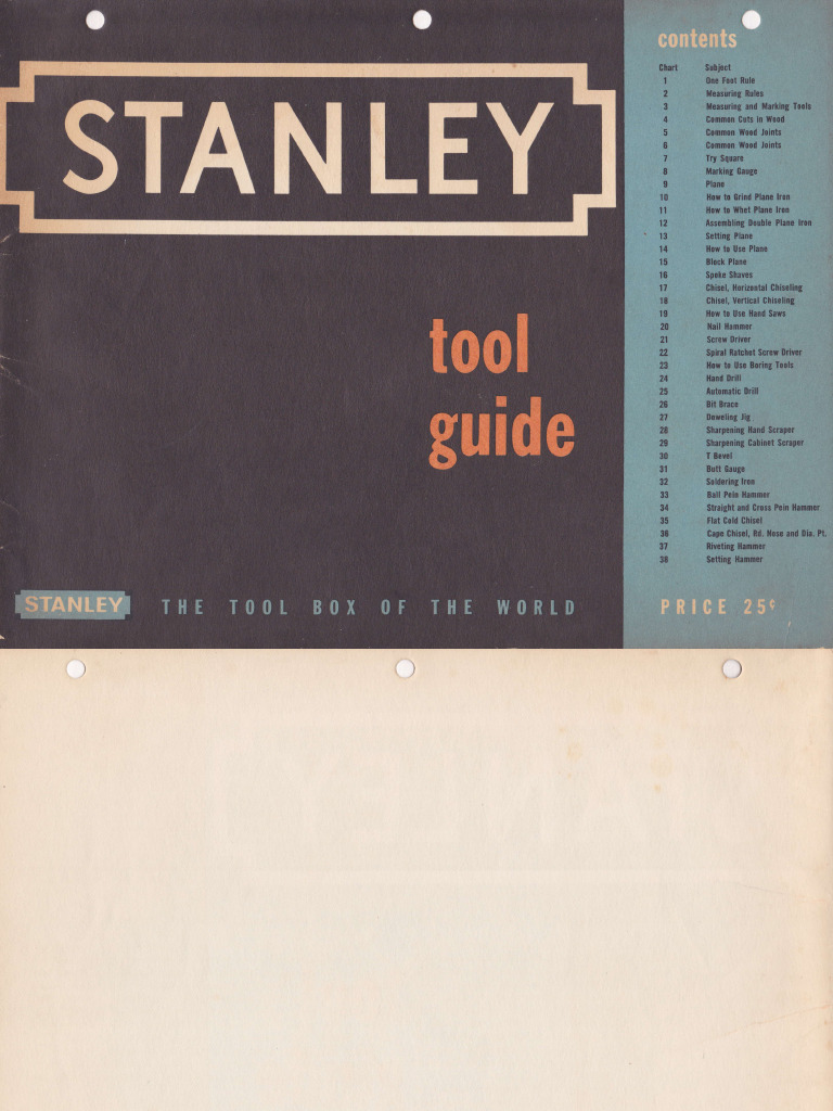 Stanley Tool Guide 1952 | PDF