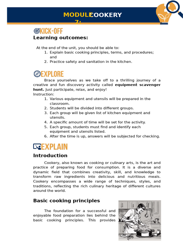MODULE-7 - COOKERY Home Economics | PDF | Cooking | Cookware And Bakeware