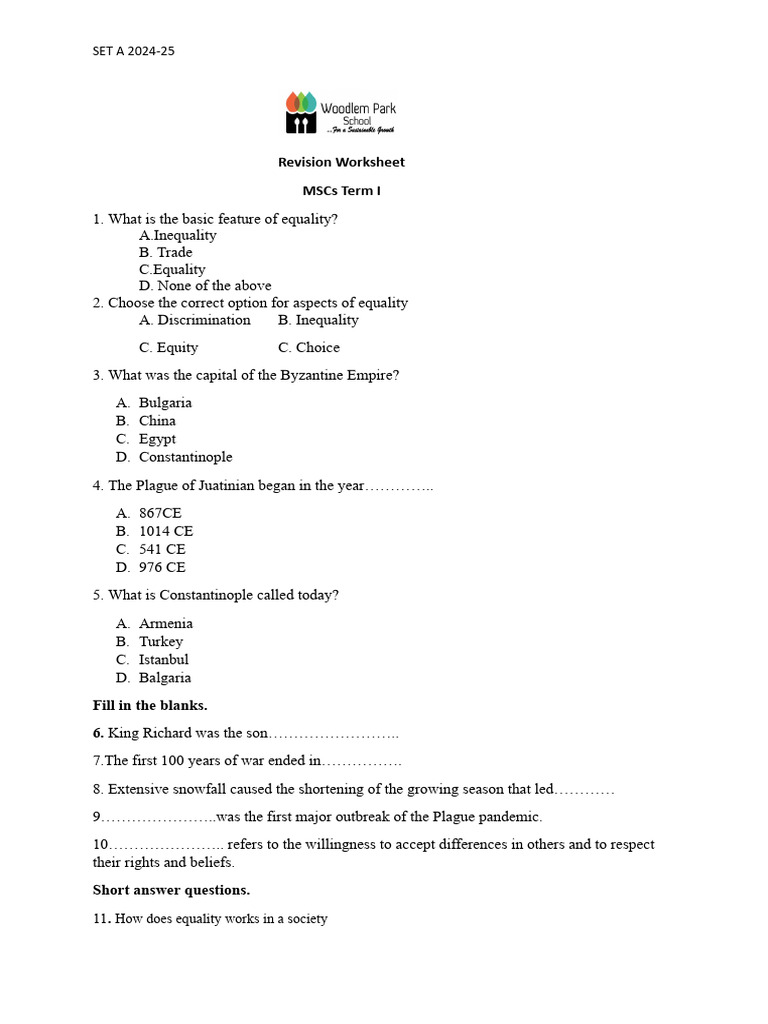 Revision Worksheet MSCS G.6 | PDF | Politics | Travel