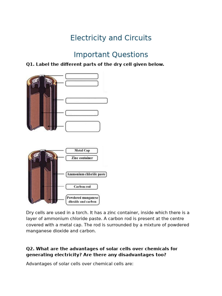 Understanding Dry Cells and Circuits | PDF | Solar Cell | Electric Current