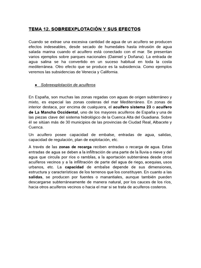 Tema 12. Sobreexplotación y Sus Efectos | PDF