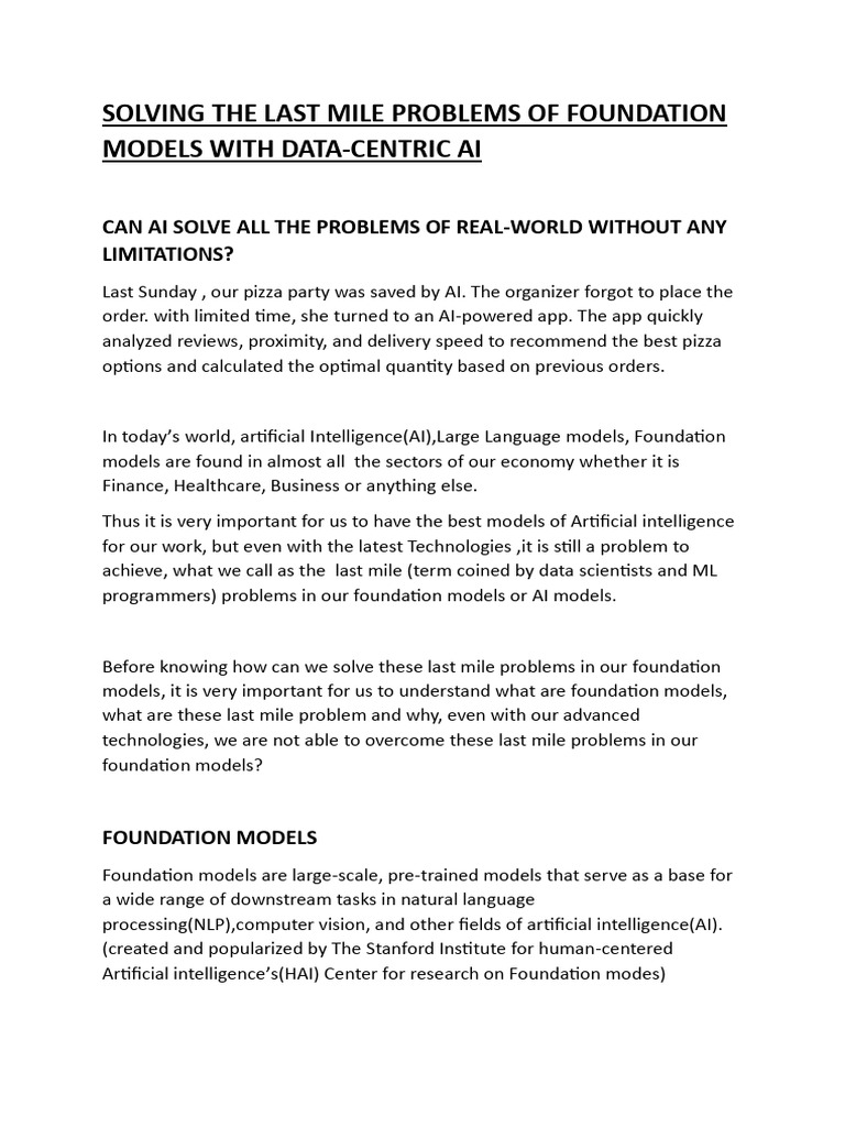 Solving The Last Mile Problems of Foundation Models With Dat1 | PDF