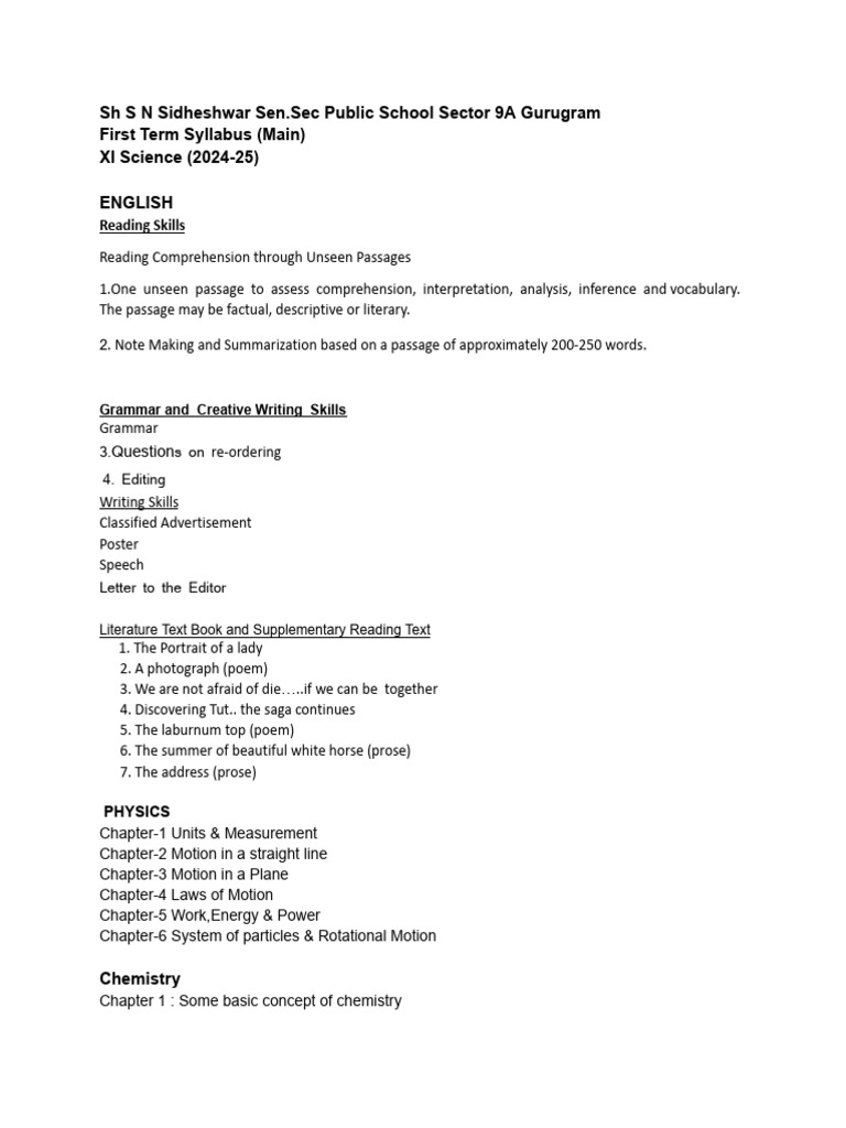 First Term Syllabus | PDF