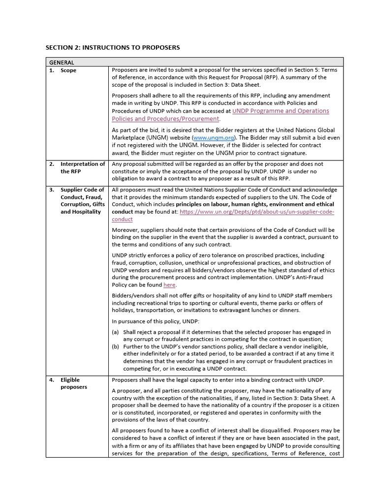 Section 2 General Instructions To Proposers | PDF