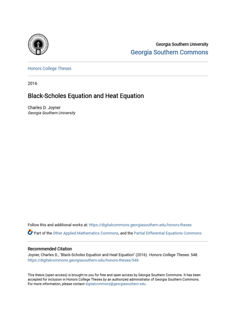 Black-Scholes Equation and Heat Equation | PDF