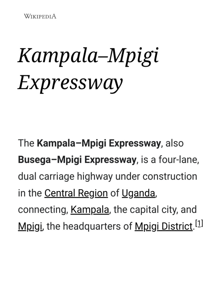 Kampala–Mpigi Expressway - Wikipedia | PDF