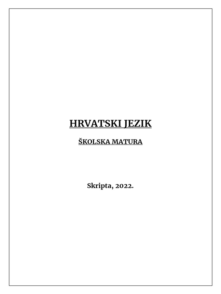 Hrvatski Jezik - Gimnazija Mostar, Maturalni Ispit | PDF