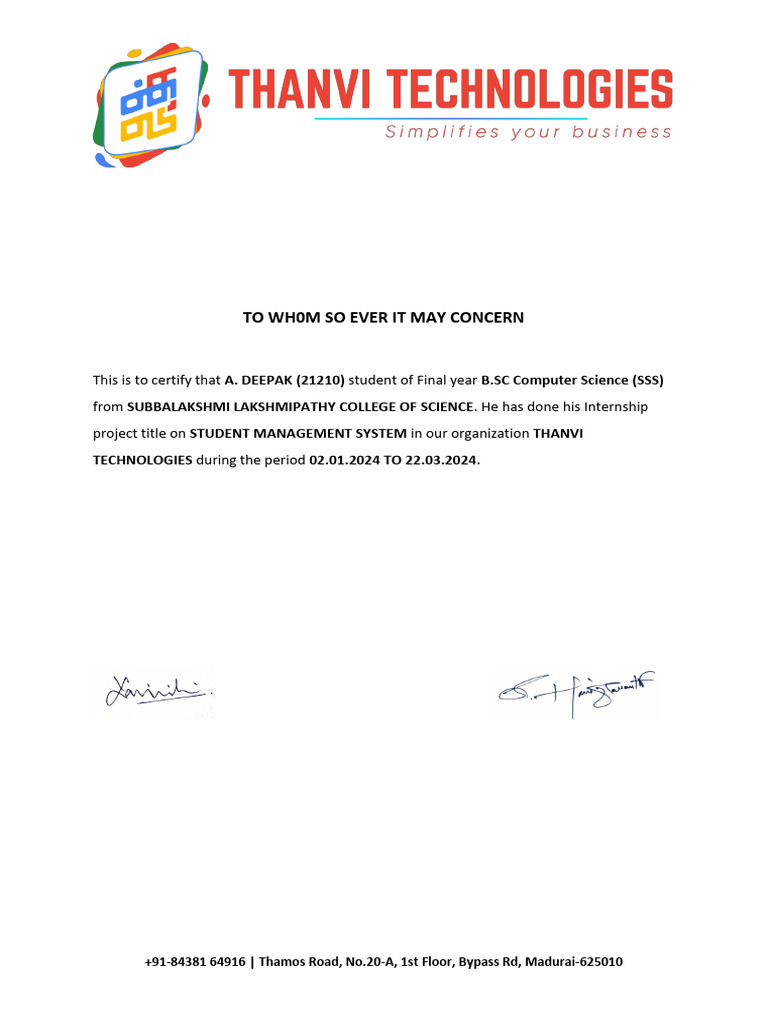 Deepak Completion Letter | PDF