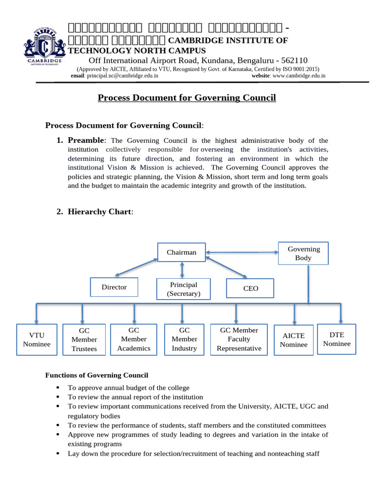 Process Document for Governing body-Tanuja | PDF
