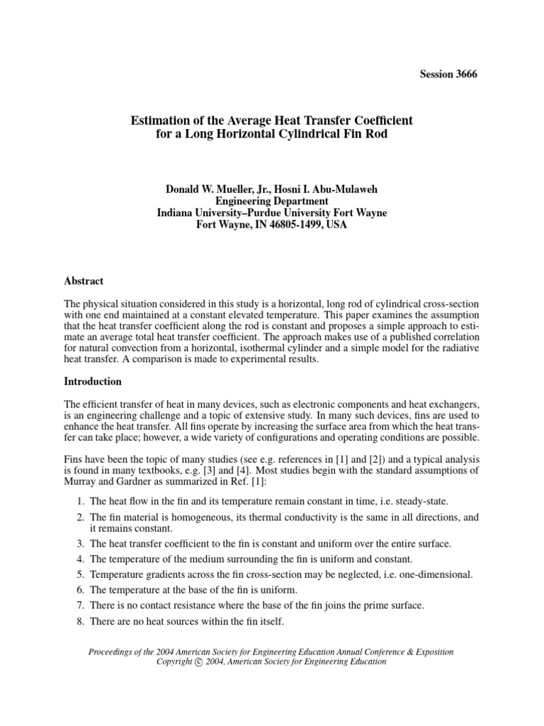 Estimation of The Average Heat Transfer Coefficient For A Long ...