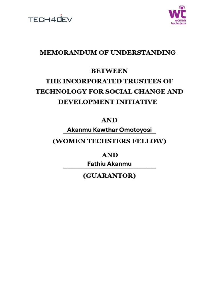 Women Techster Fellowship Class of 2024 - Consolidated Agreement | PDF
