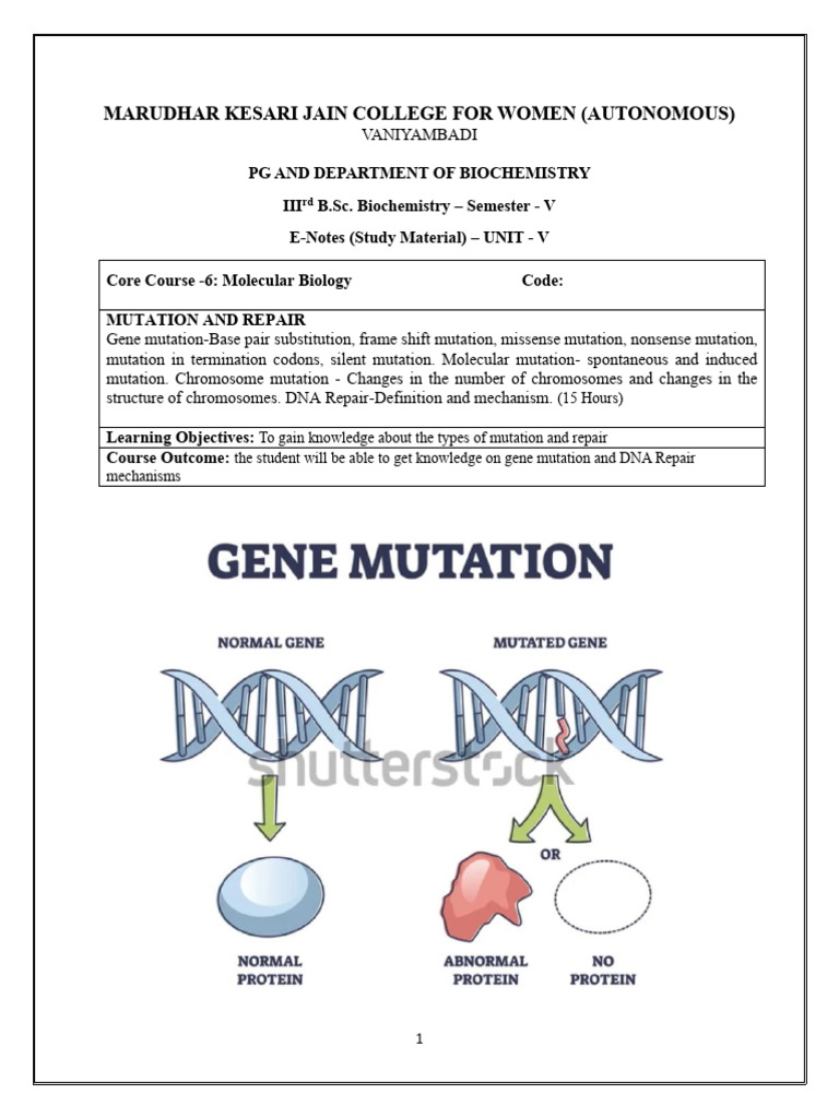 Unit V Mutation | PDF