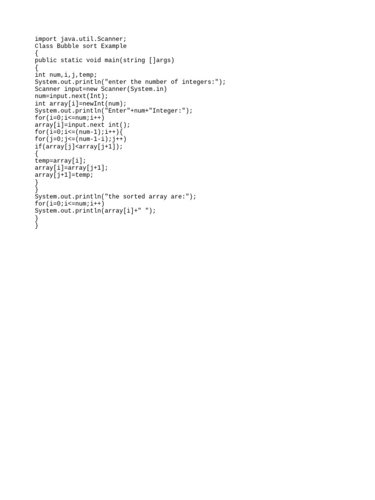 Bubble Sort Example | PDF