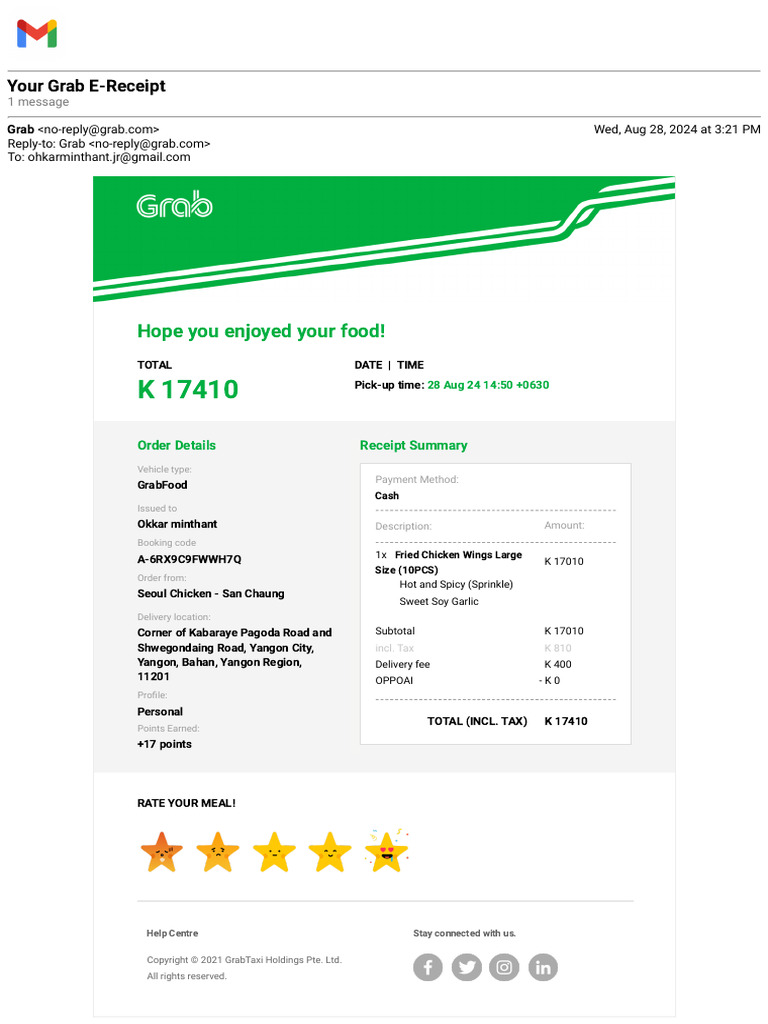 Gmail - Your Grab E-Receipt | PDF