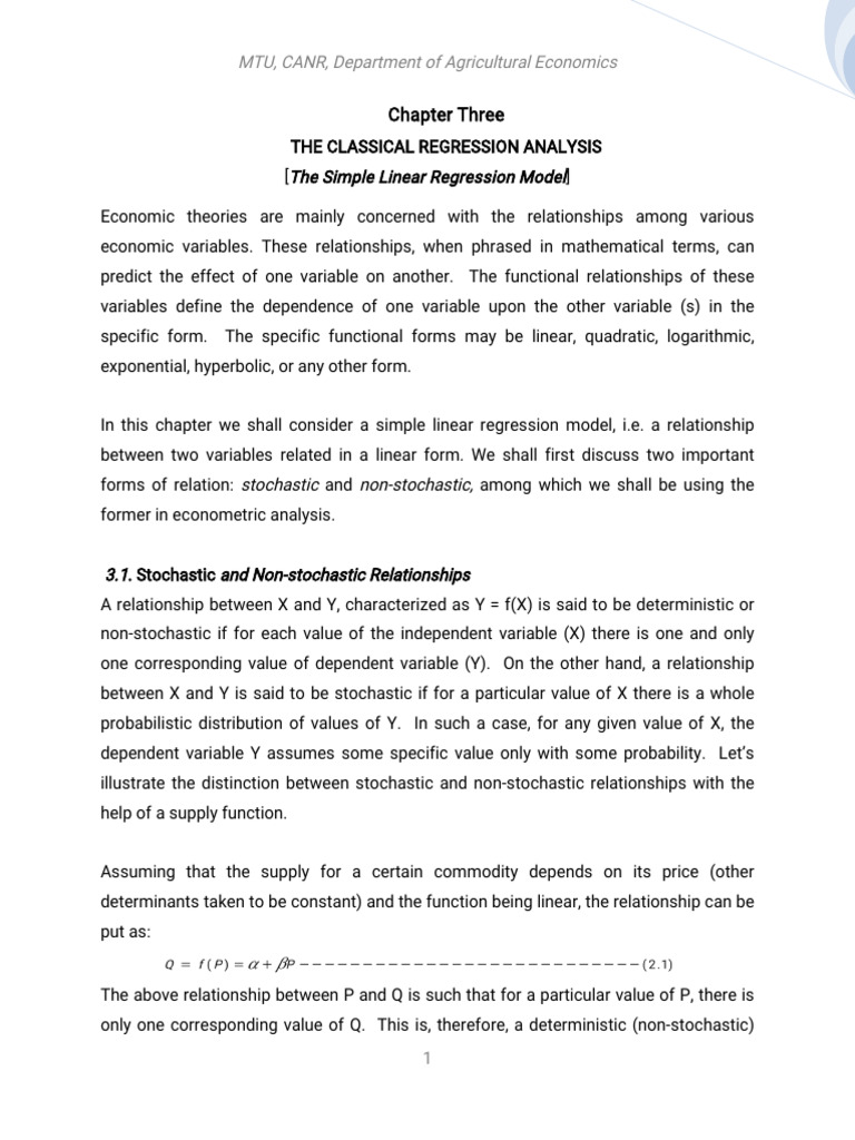Ch-3 Simple Linear Regression Model-1 | PDF