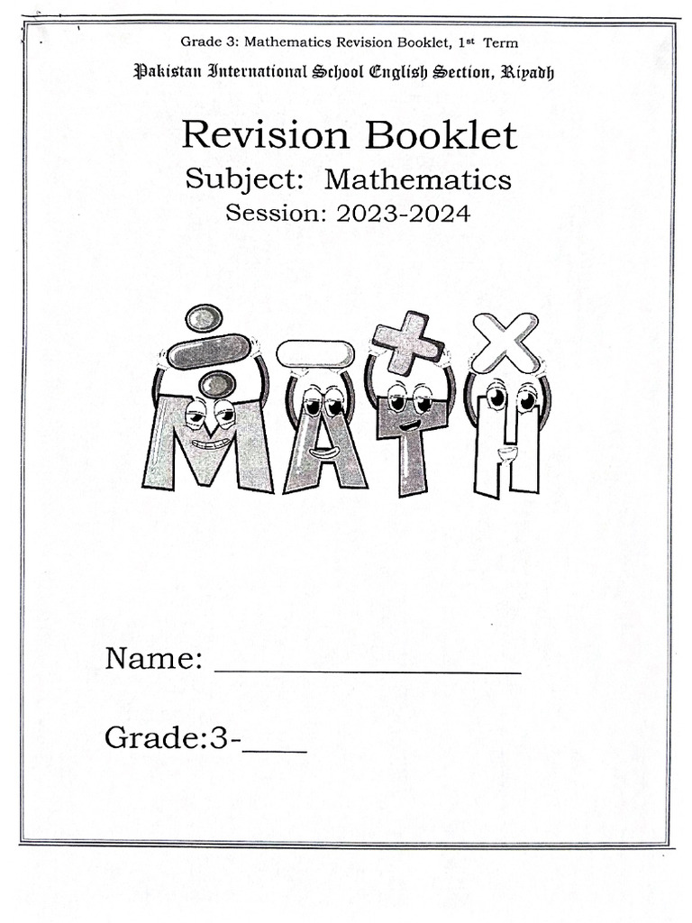 Math 1st Term Revision Booklet | PDF