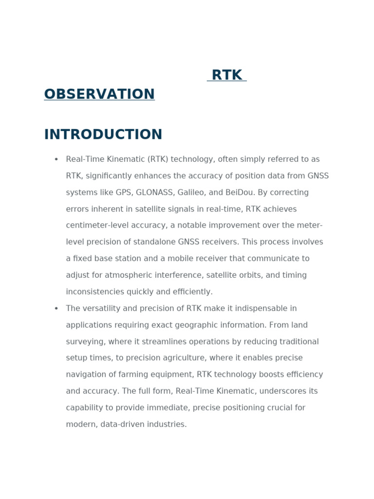 RTK OBSERVATION | PDF