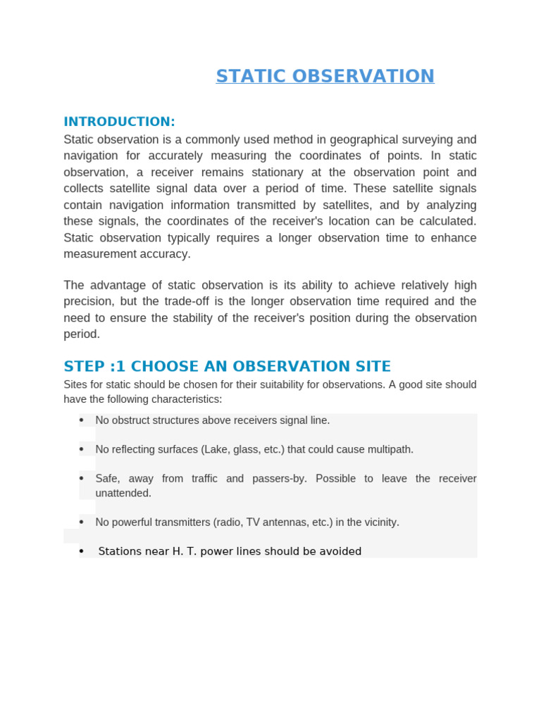 STATIC OBSERVATION | PDF
