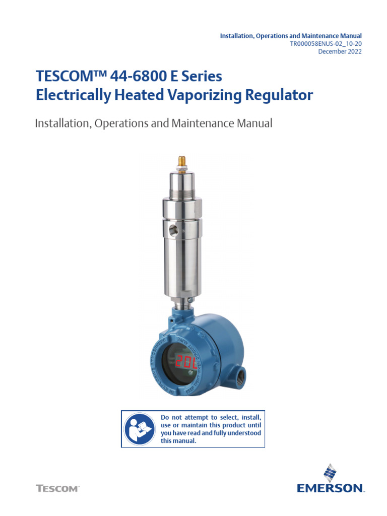 Manual 44 6800 Series Vaporizing Regulator Tescom en 6864610 | PDF