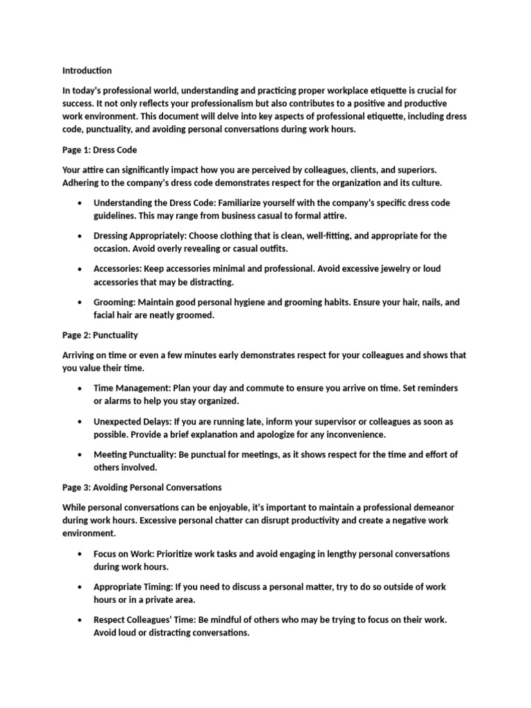 Professional Etiquette A Guide to Succes | PDF