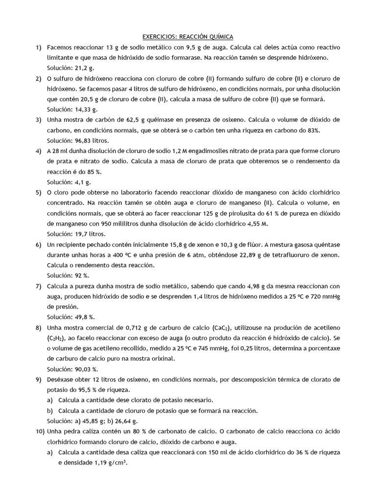 Tema2 Ej Estequiometrã A EsquÃ o | PDF