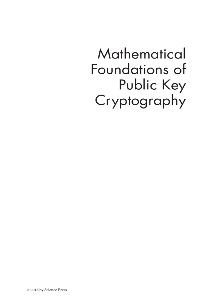Mathematical Foundations of Public Key Cryptography | PDF