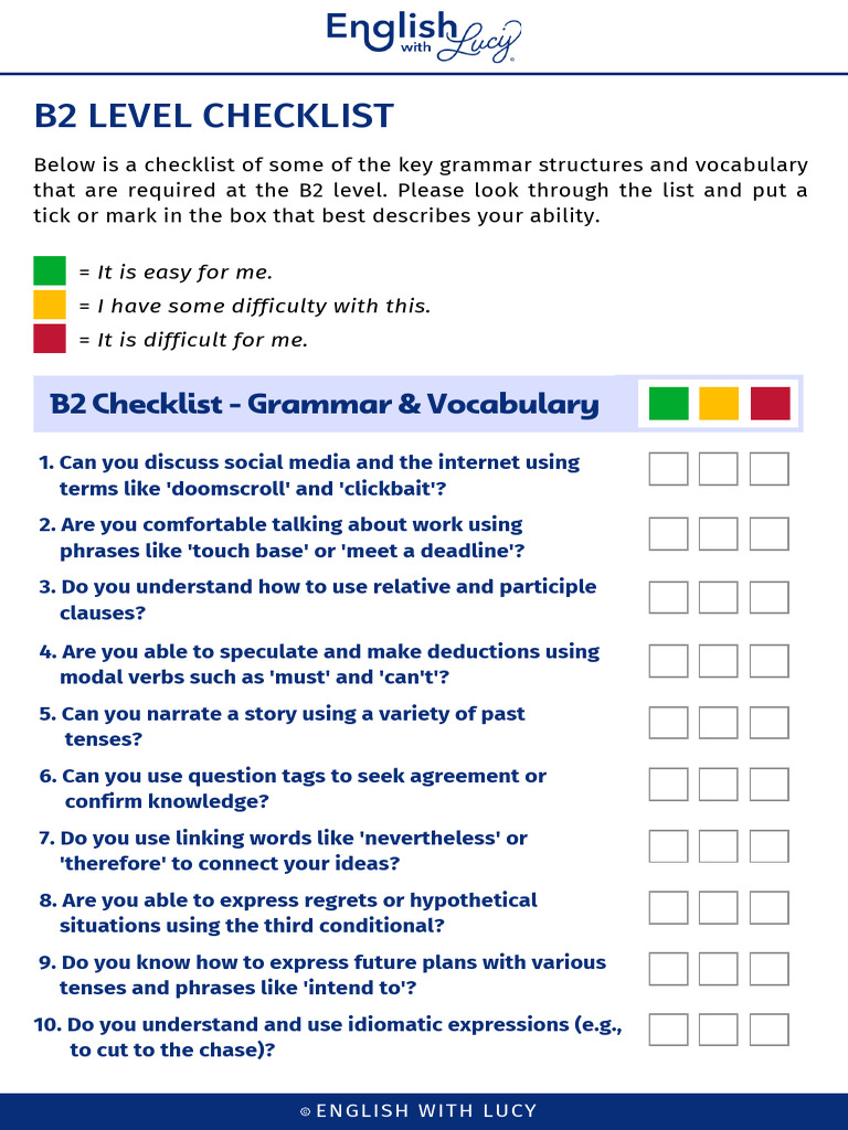B2-C1 Checklist | PDF