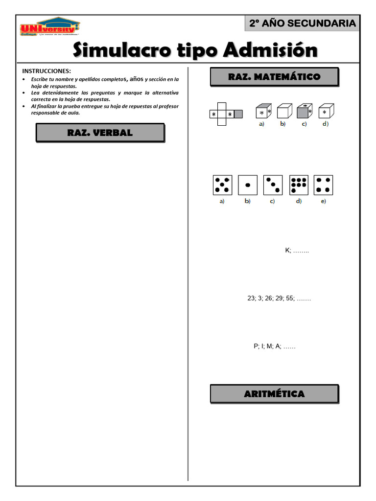 Simulacro 2do Secundaria - Sin Claves | PDF