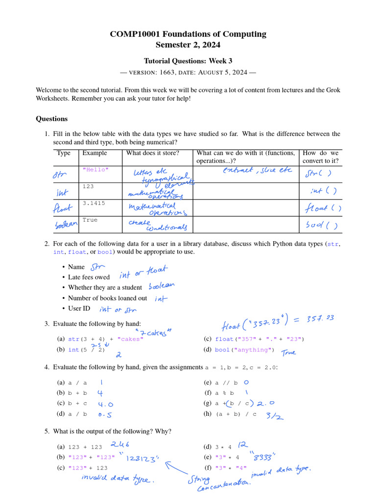 Tutesheet Week3 | PDF