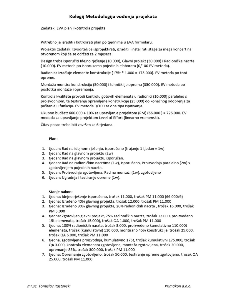 EVA Primjer Stage | PDF