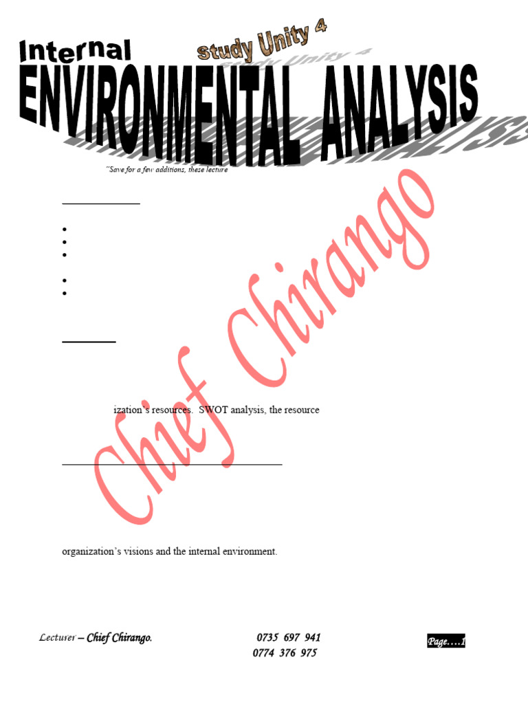 BM303 - Chapter 4 - Internal Environmental Analysis | PDF | Swot Analysis | Competitive Advantage