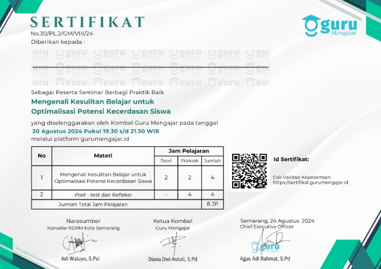 Sertifikat S30 030166 | PDF