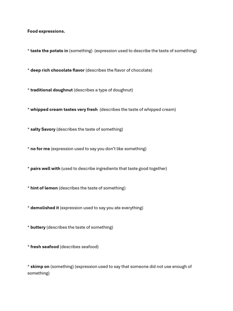 Food Expressions | PDF