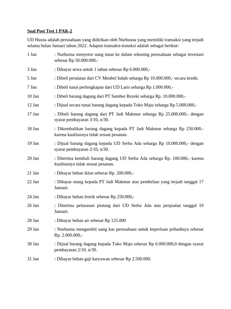 Soal Post Test 1 PAK | PDF