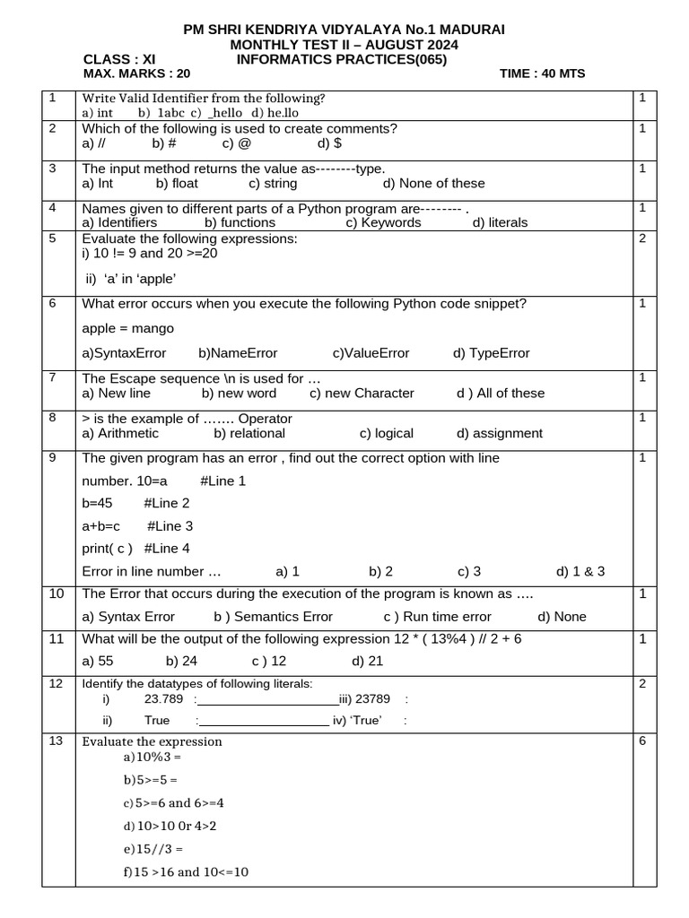 Xi Ip MT - 2 Aug 2024 | PDF