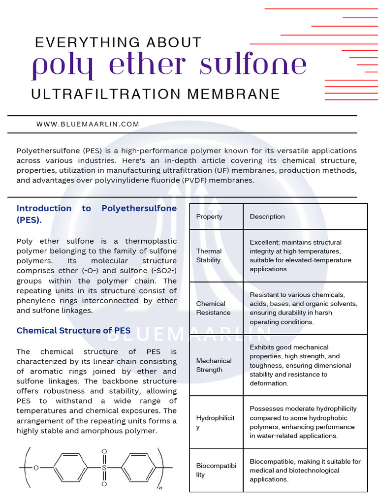 PES Ultrafiltration Membrane Overview | PDF | Polymerization | Science ...