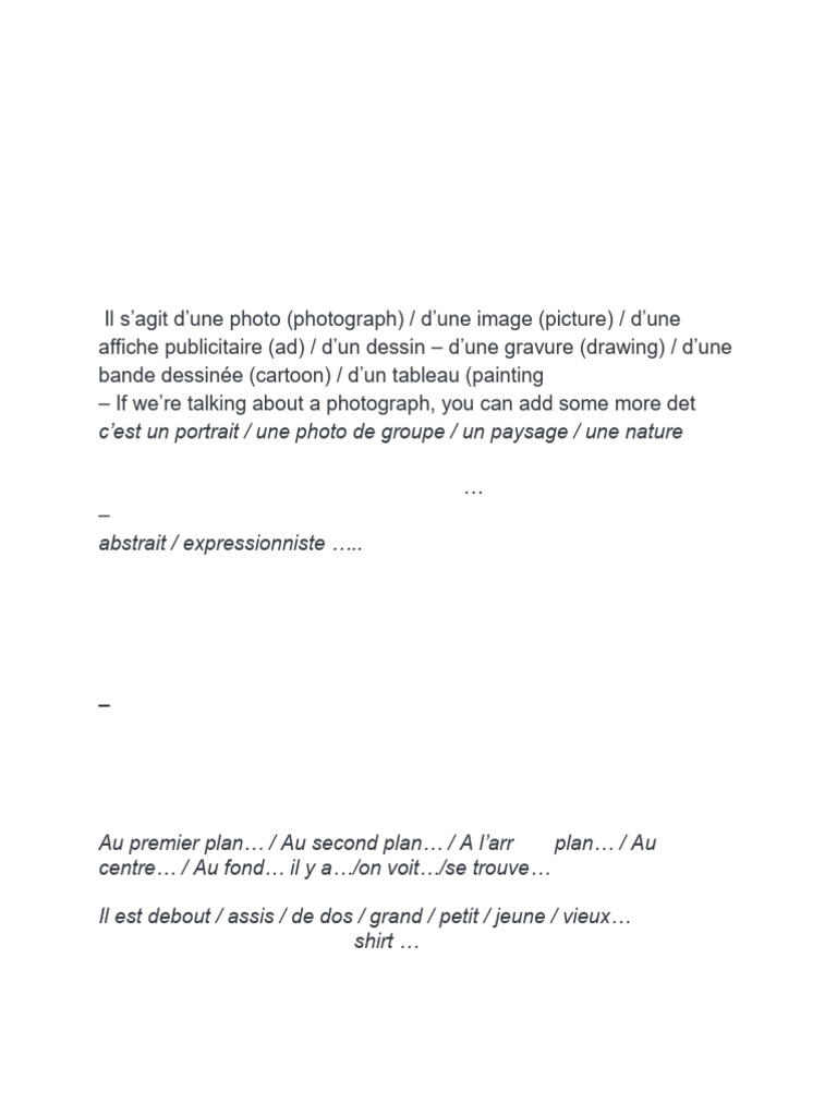 How To Describe A Picture in French Effectively | PDF