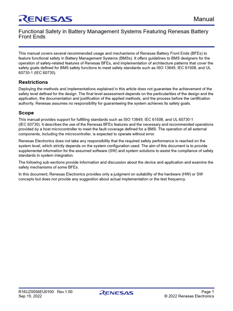 Functional Safety in BMS with Renesas BFEs | PDF | Microcontroller ...