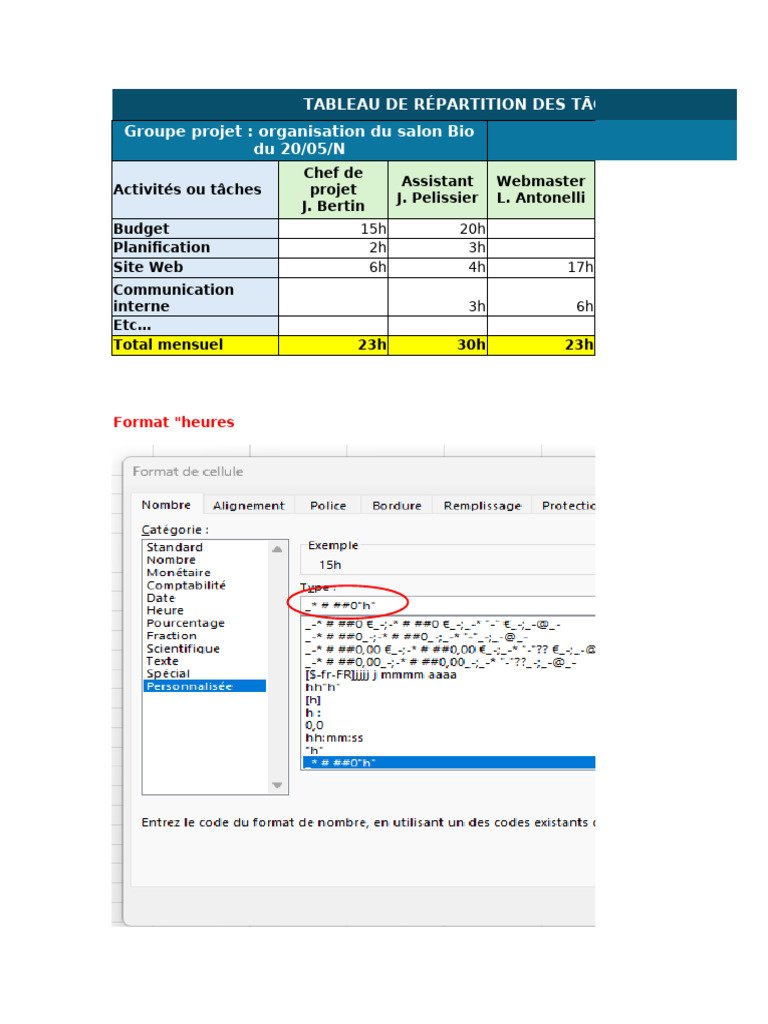 Tableau de Répartition Des Tâches en Heures | PDF