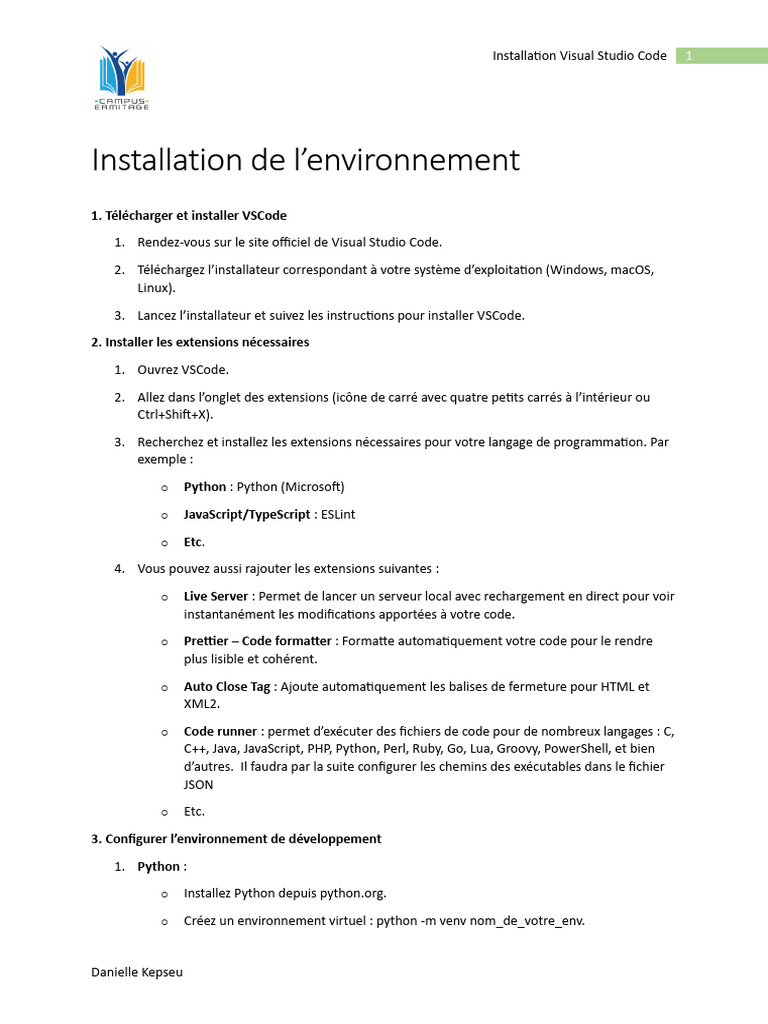 Installation de VsCode | PDF