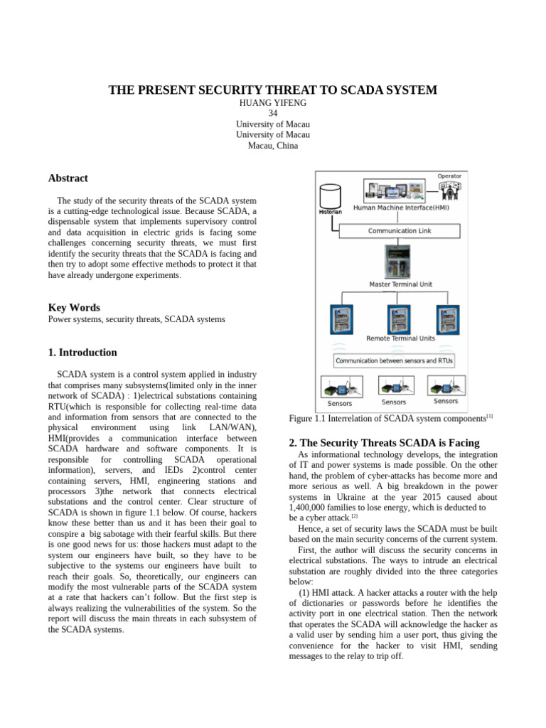 Report The Present Security Threat To Scada System DC32730 | PDF