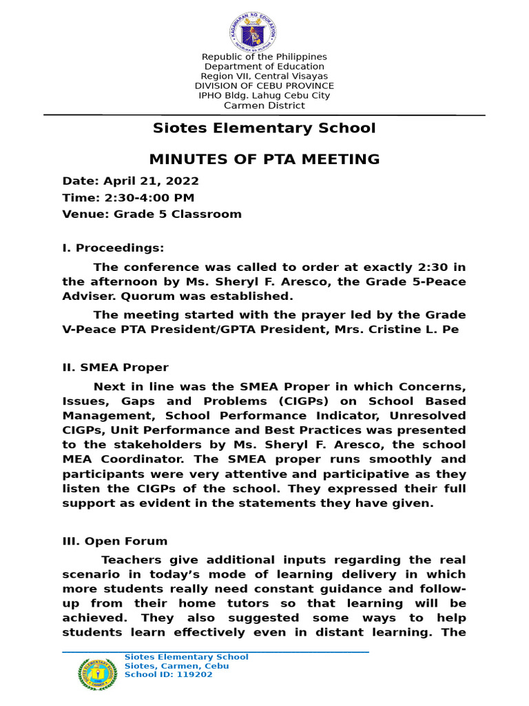 Narrative Report Smea Conference | PDF | Cognition | Behavior Modification