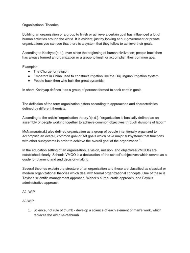 Organizational Theories | PDF