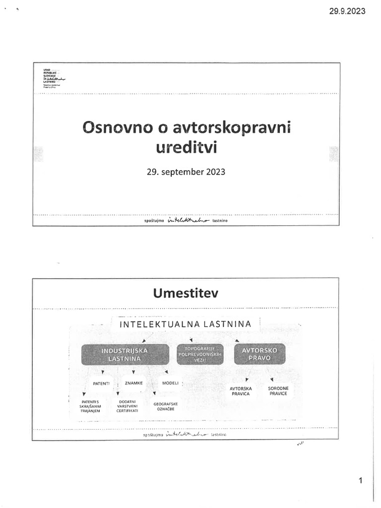 Osnovno o Avtorskopravni Ureditvi | PDF
