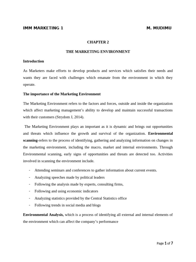 Marketing 1 Chapter 2 | PDF | Marketing | Swot Analysis Marketing 1 Chapter 2 | PDF | Marketing | Swot Analysis