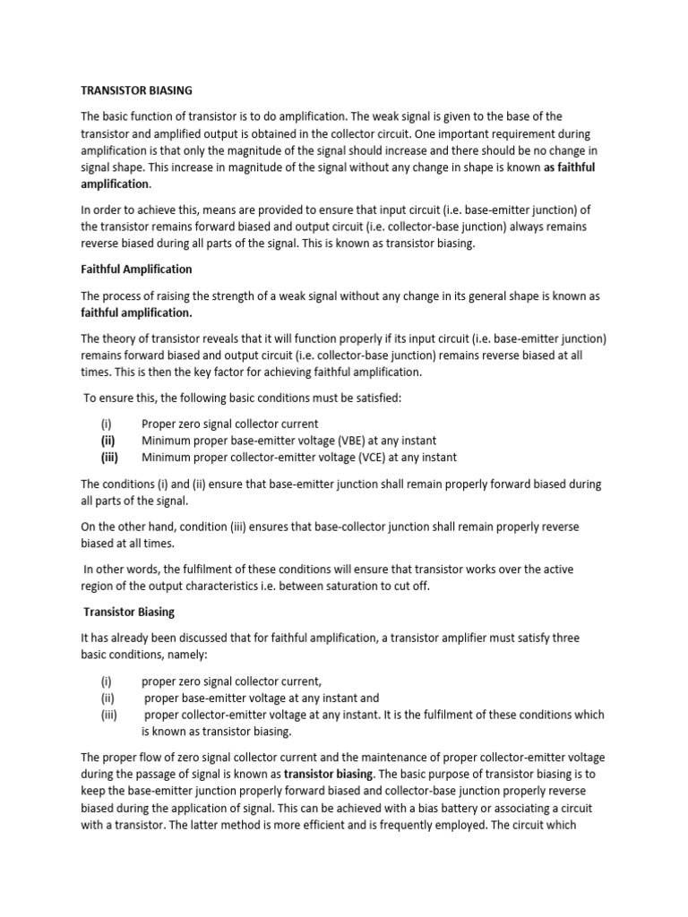 Transistor Biasing | PDF